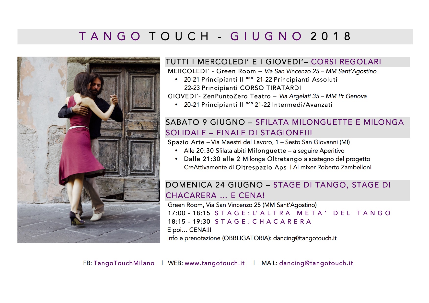 Tutti gli appuntamenti Tango Touch per il mese di Giugno! - Tango Touch